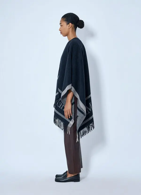 Max Mara Fringed Wool Wrap - Blue