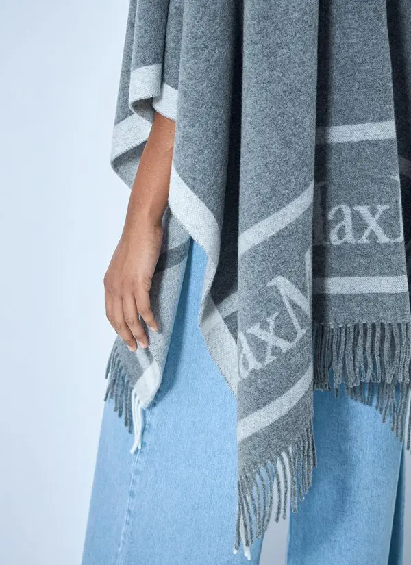 Max Mara Woven Fringe Poncho - Gray