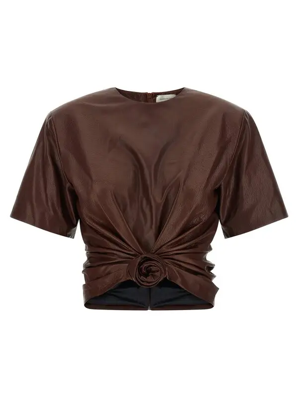 Magda Butrym Leather Short-sleeve Top - Brown