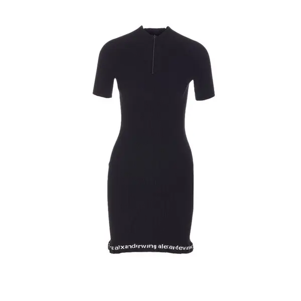 Alexander Wang Logo Half Zip Dress - Black