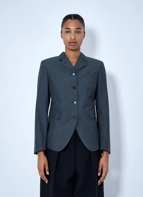 JIL SANDER Single-breasted Tailored Blazer - Gray