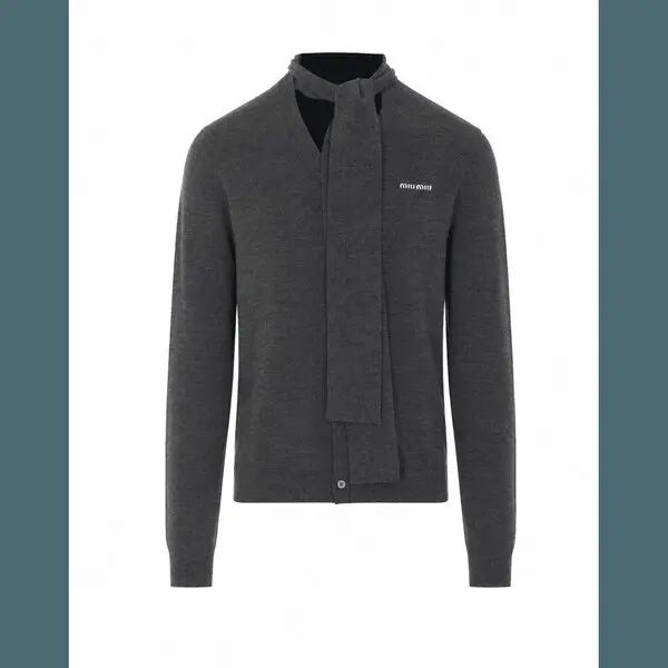 Miu Miu Logo Cardigan - Gray