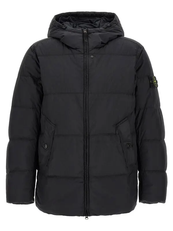 Stone Island Ruffled Effect Down Jacket - Blue