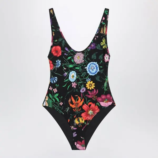 Gucci Flora Print Sparkling Jersey Swimsuit - Multicolor