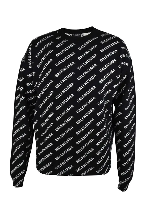Balenciaga Monogram Print Sweater - Black