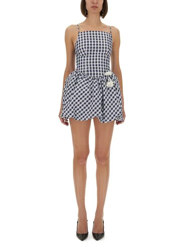 SELF-PORTRAIT Checkered Taffeta Mini Dress