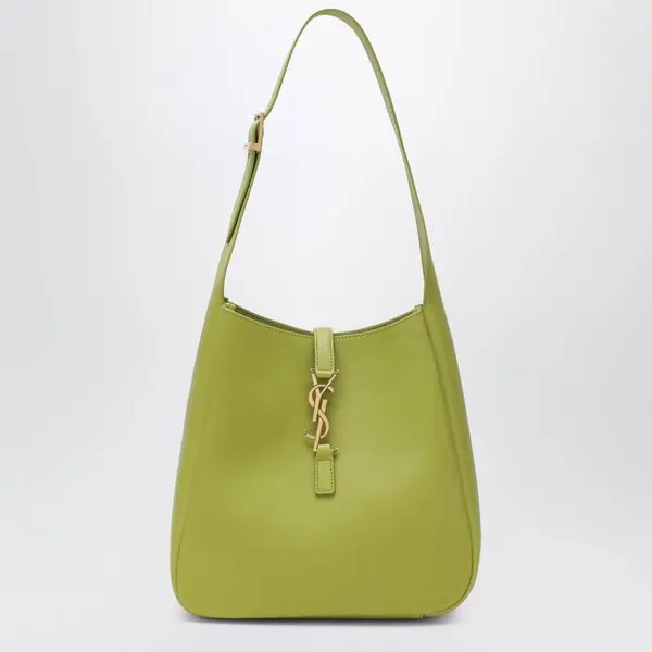 Saint Laurent Small Lime-coloured Le 5 Ã€ 7 Bag In Textured Leather