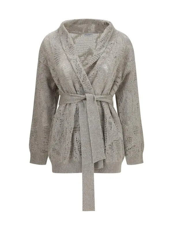 Brunello Cucinelli Cotton And Linen Cardigan - Cream
