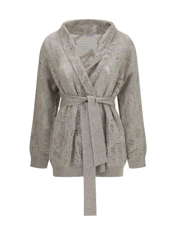 Brunello Cucinelli Cotton & Linen Blend Cardigan - Cream