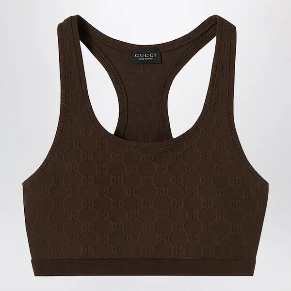 Gucci Gg Jacquard Jersey Top - Brown