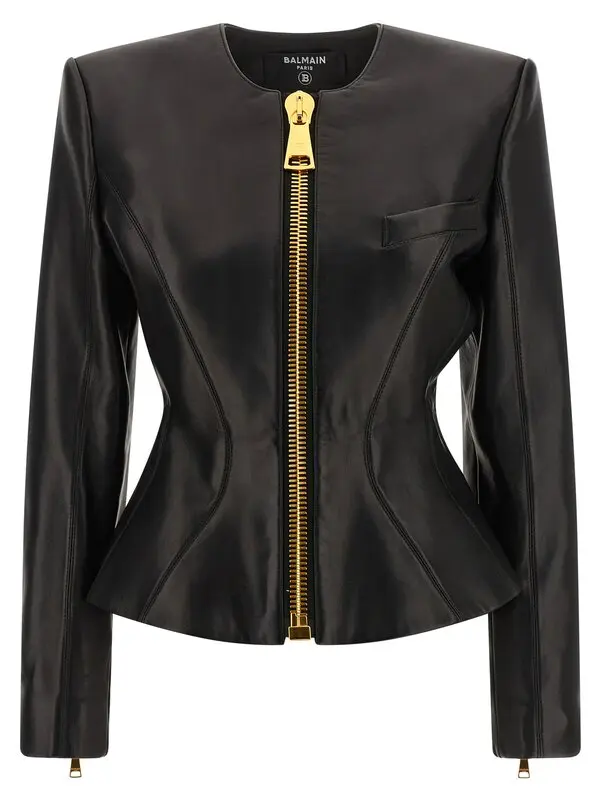 Balmain Leather Jacket - Black