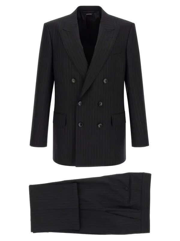 TOM FORD Pinstriped Double-breasted Dress - Black