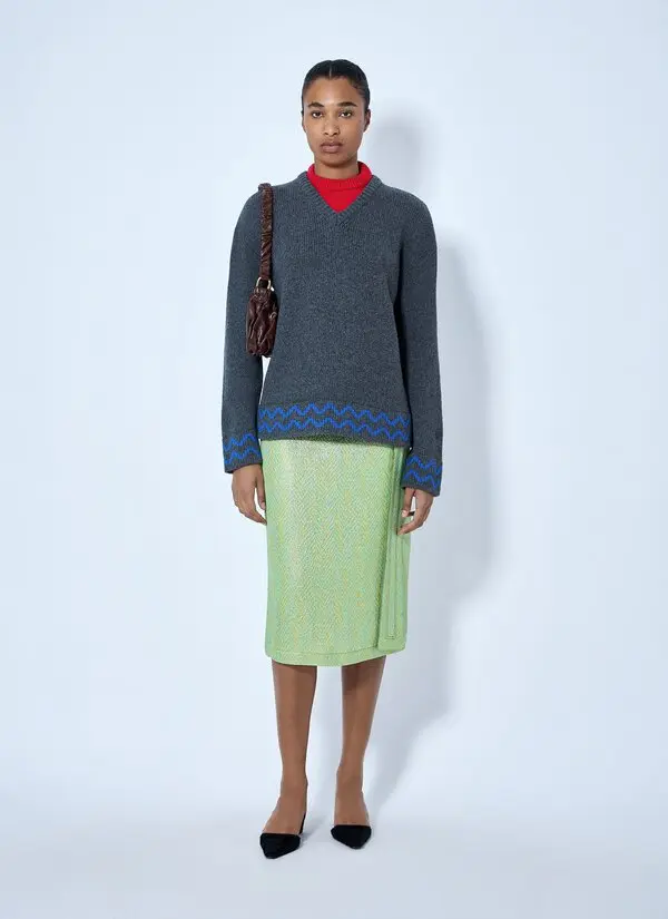 Marni Round Neck Textured Wool Sweater - Gray