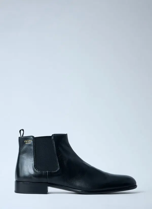 Prada Leather Chelsea Boots - Black