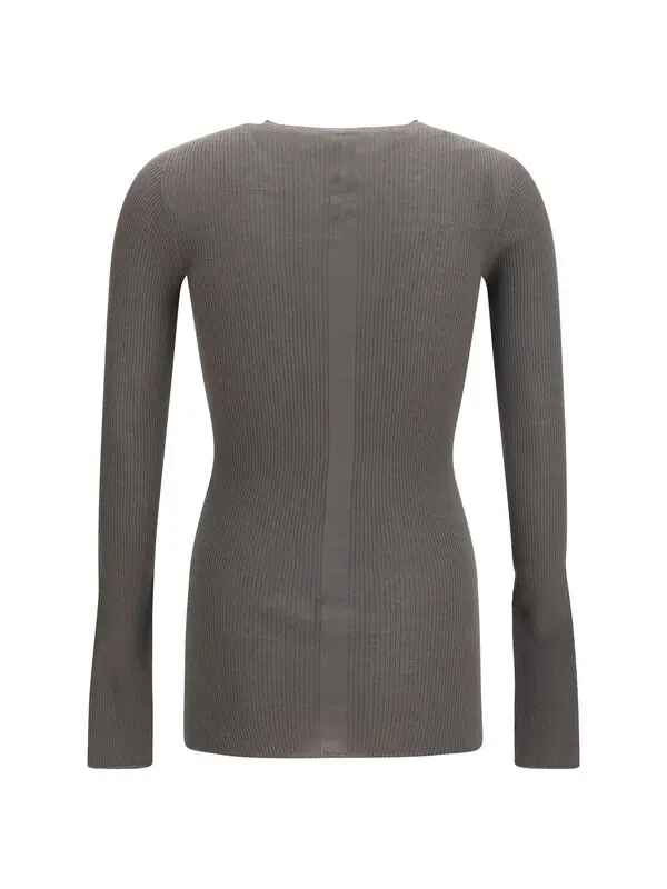 Rick Owens Slim Ribbed Long-sleeve Sweater - Gray