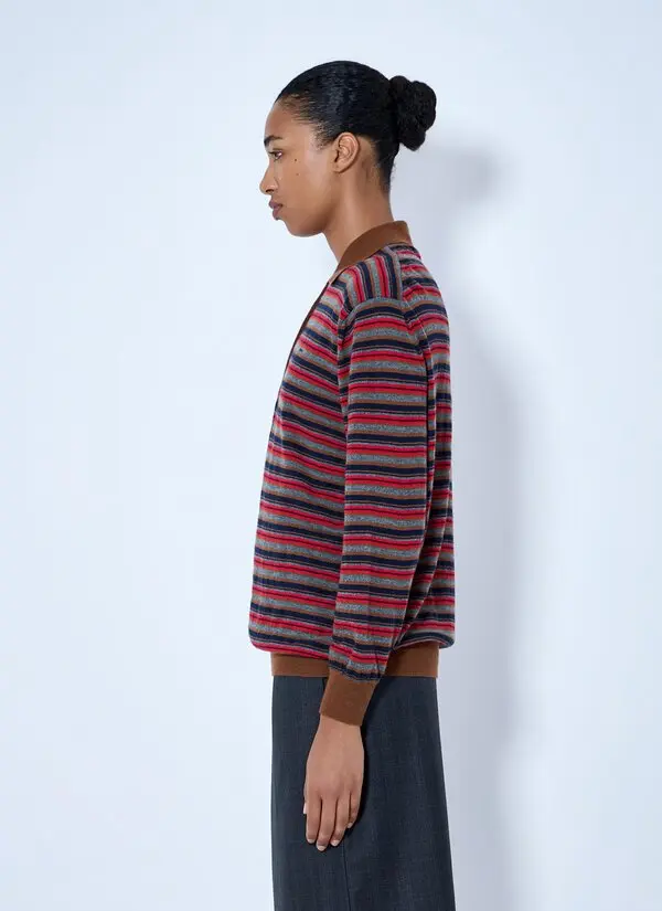 Prada Striped Polo Sweater - Red
