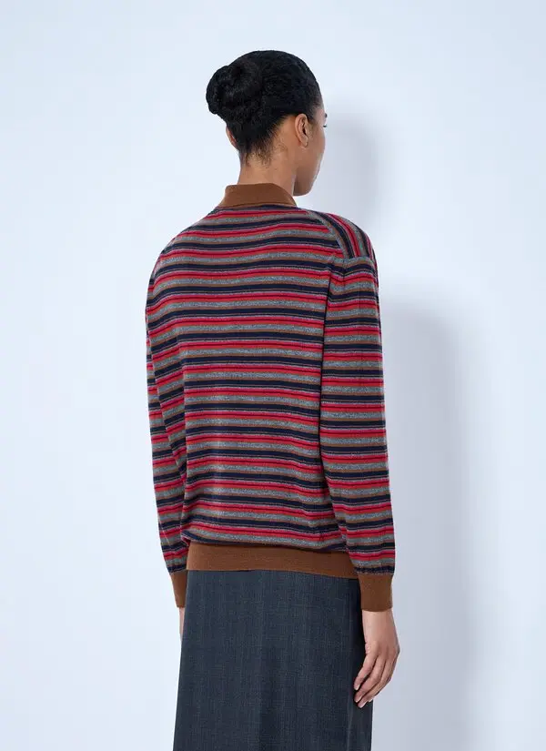 Prada Striped Polo Sweater - Red