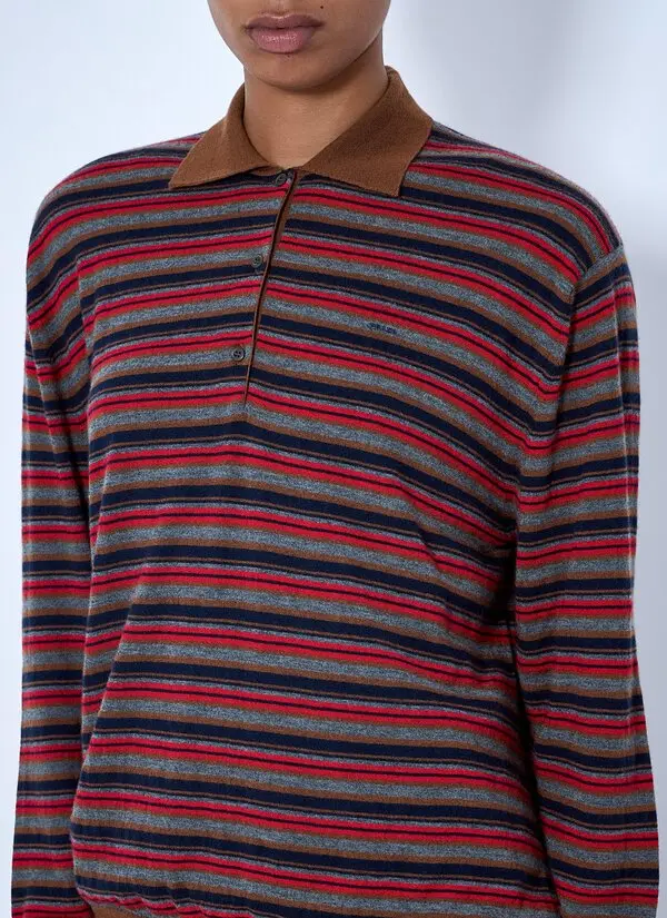 Prada Striped Polo Sweater - Red