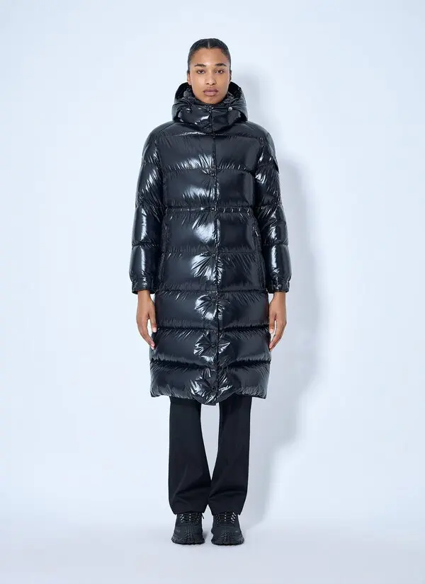 Moncler Cavettaz Hooded Long Down Jacket - Black