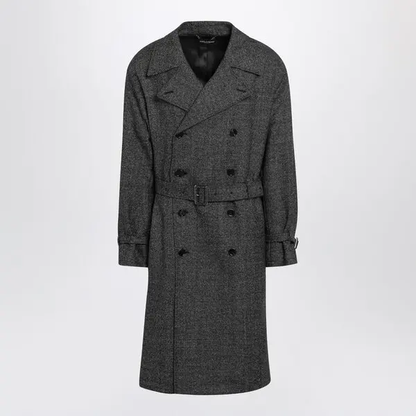 Dolce & Gabbana Grey Wool Double-breasted Coat - Multicolor