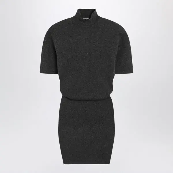 Jacquemus Dark Grey Wool And Cashmere Dress - Gray