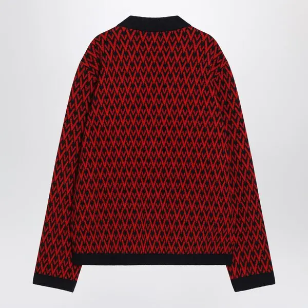 Valentino Garavani Jacquard Patterned Cardigan Toute La V Red/navy