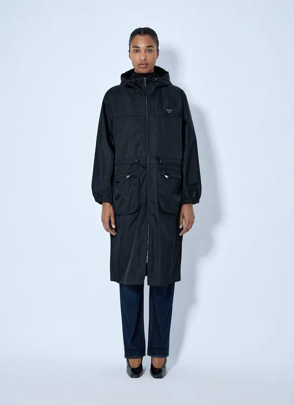 Prada Re-nylon Drawstring Coat - Black