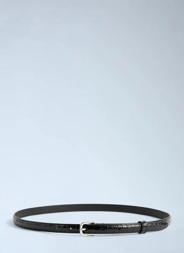 TOTEME Croco-embossed Patent Leather Belt - Black