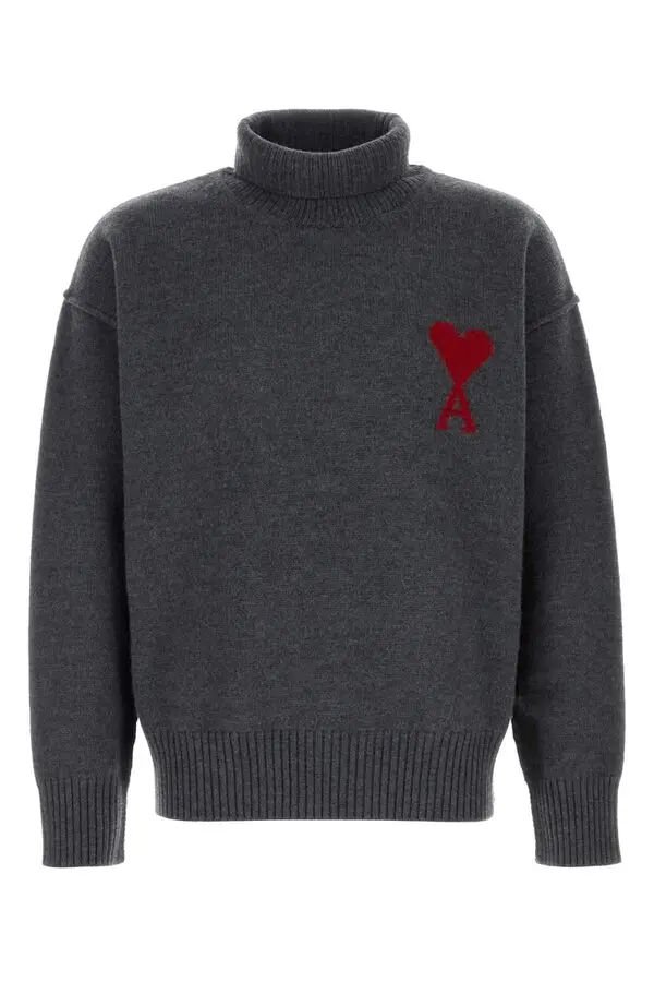 AMI Paris Dark Grey Wool Sweater
