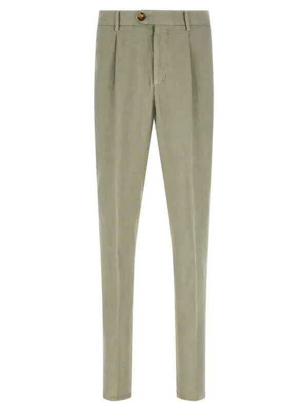 Brunello Cucinelli Linen Gabardine Trousers - Green