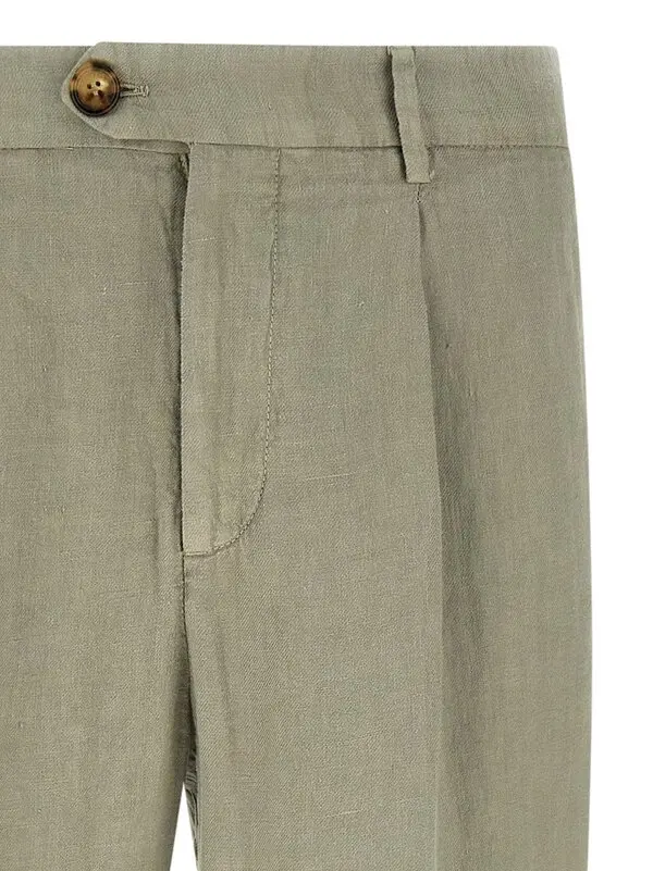 Brunello Cucinelli Linen Gabardine Trousers - Green