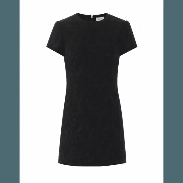 Saint Laurent Jacquard Mini Dress With Monogram Logo - Black