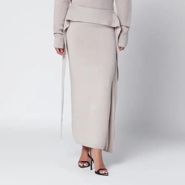 ENTIRE STUDIOS Light Beige Long Wool Skirt - Black