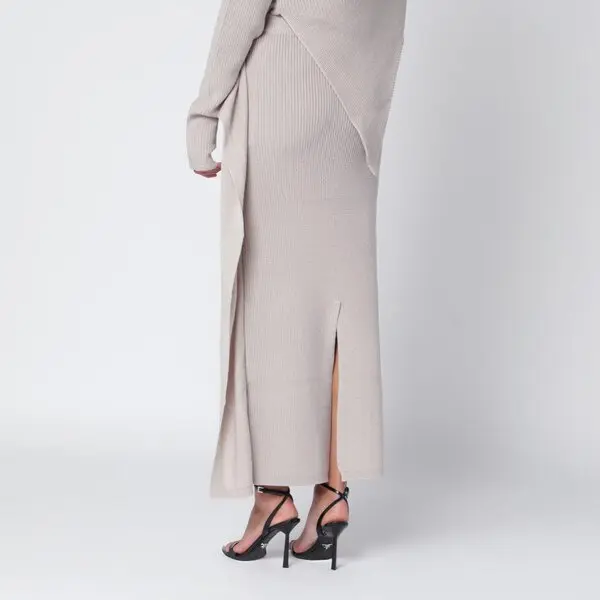 ENTIRE STUDIOS Light Beige Long Wool Skirt