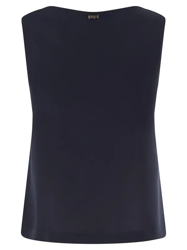 Herno V-neck Cady Sleeveless Top - Blue