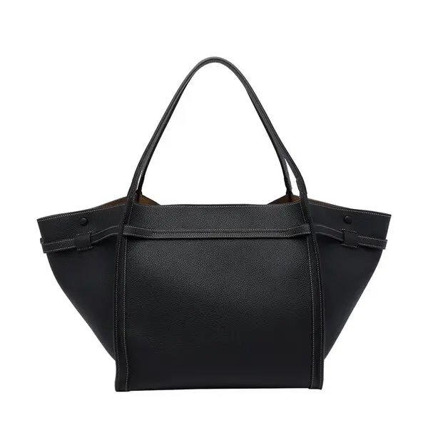 TOD'S Medium Leather Shopping Bag With T Timeless Logo