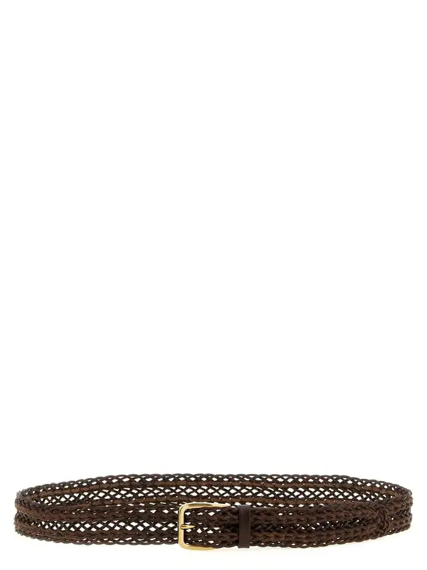 Brunello Cucinelli Calf Leather Braided Belt - Brown