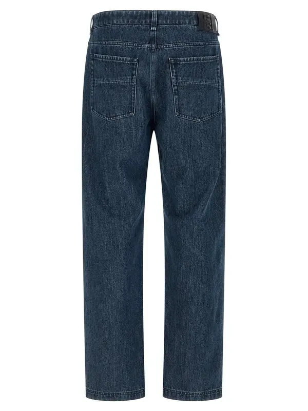 Fendi Cotton Denim High Waist Flared Jeans - Blue