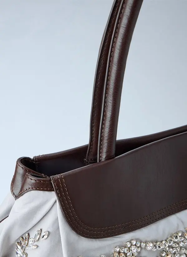Dries Van Noten Embellished Leather-trim Handbag