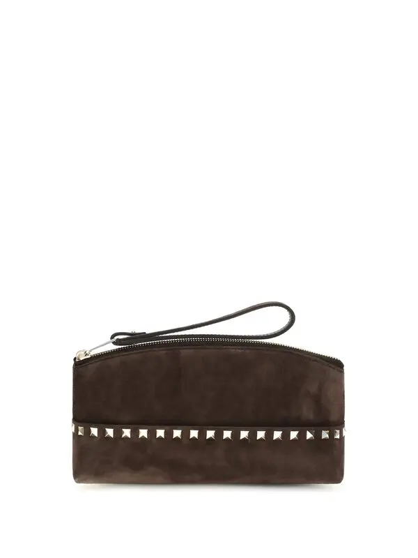 Valentino Garavani Rockstud Suede Pouch - Brown