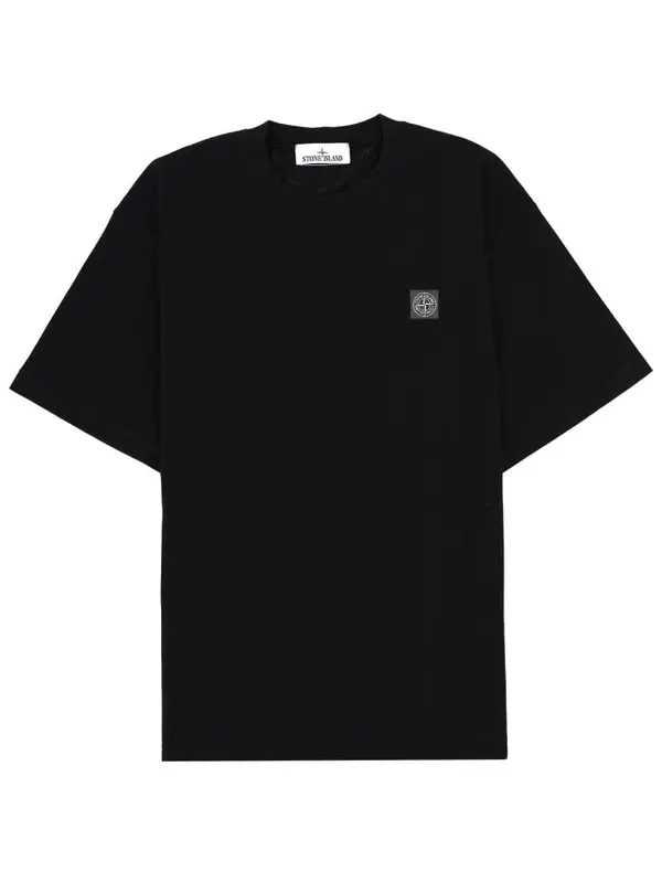 Stone Island T-shirt With Logo Patch - Black