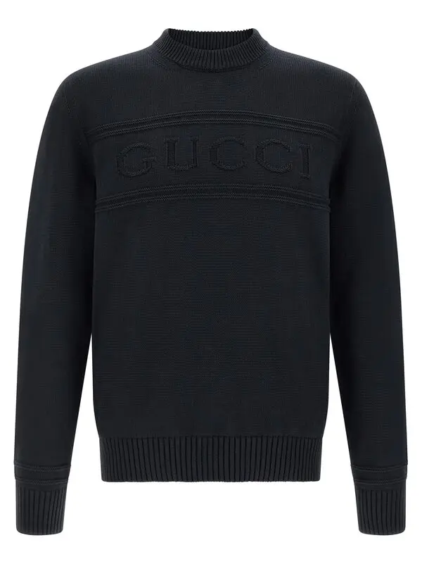 Gucci Intarsia Knit Cotton And Wool Sweater - Blue