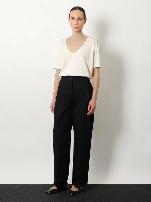 TOTEME Relaxed Cotton Trousers - Black
