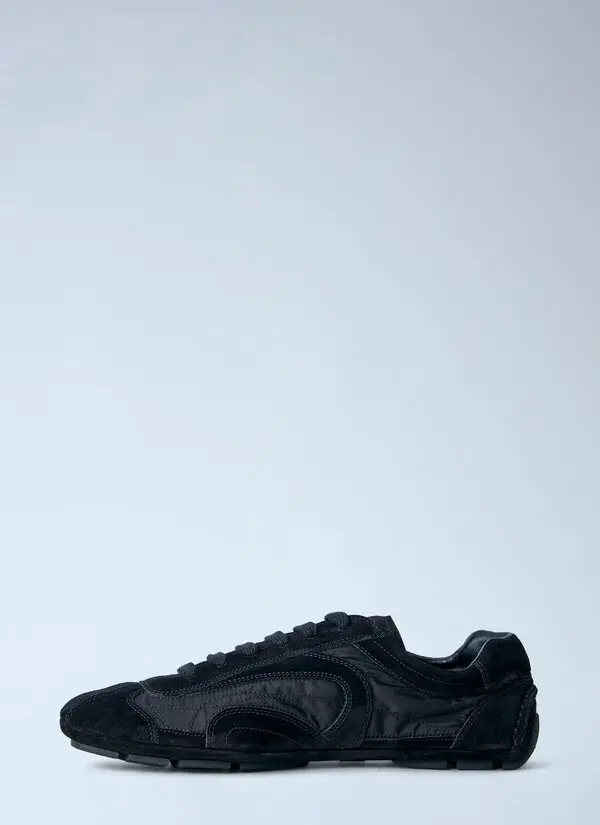 Prada Mesh And Leather Sneakers - Black