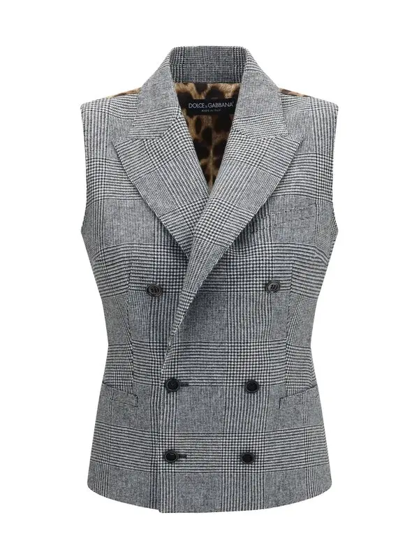 Dolce & Gabbana Prince Of Wales Double Breasted Vest - Gray