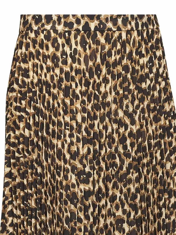 Etro Beige Printed Stretch Sablé Long Pleated Skirt