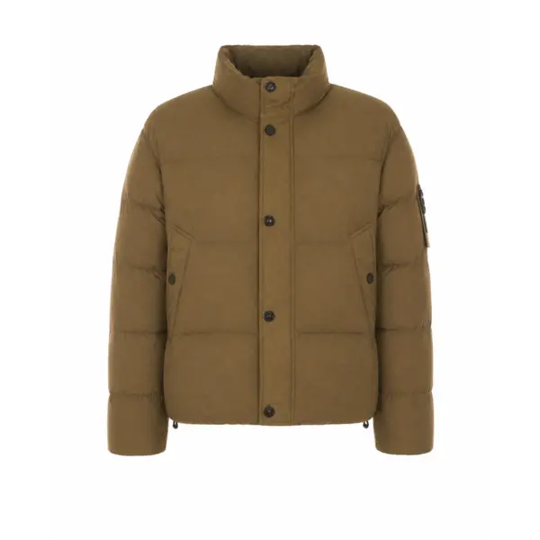 Stone Island Logo Garment Dyed Padded Bomber - Green