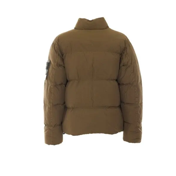 Stone Island Logo Garment Dyed Padded Bomber - Green