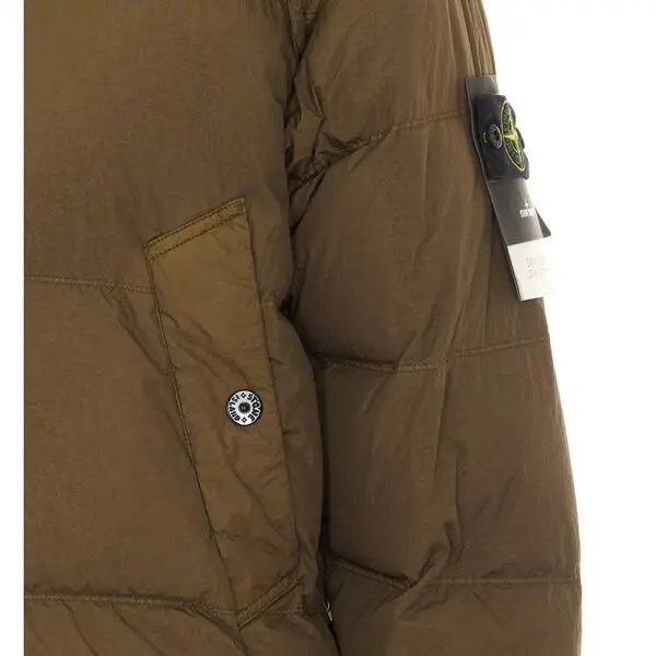 Stone Island Logo Garment Dyed Padded Bomber - Green