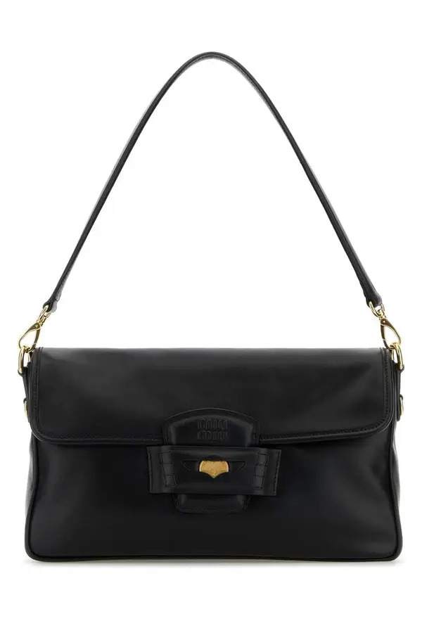 Miu Miu Leather Penny Shoulder Bag - Black